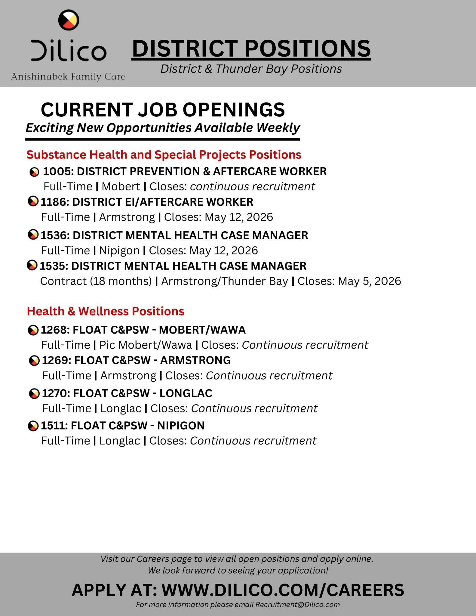 Various Positions – Anishinabek News